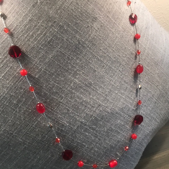 Jewelry | Red Beaded Long Necklace | Poshmark